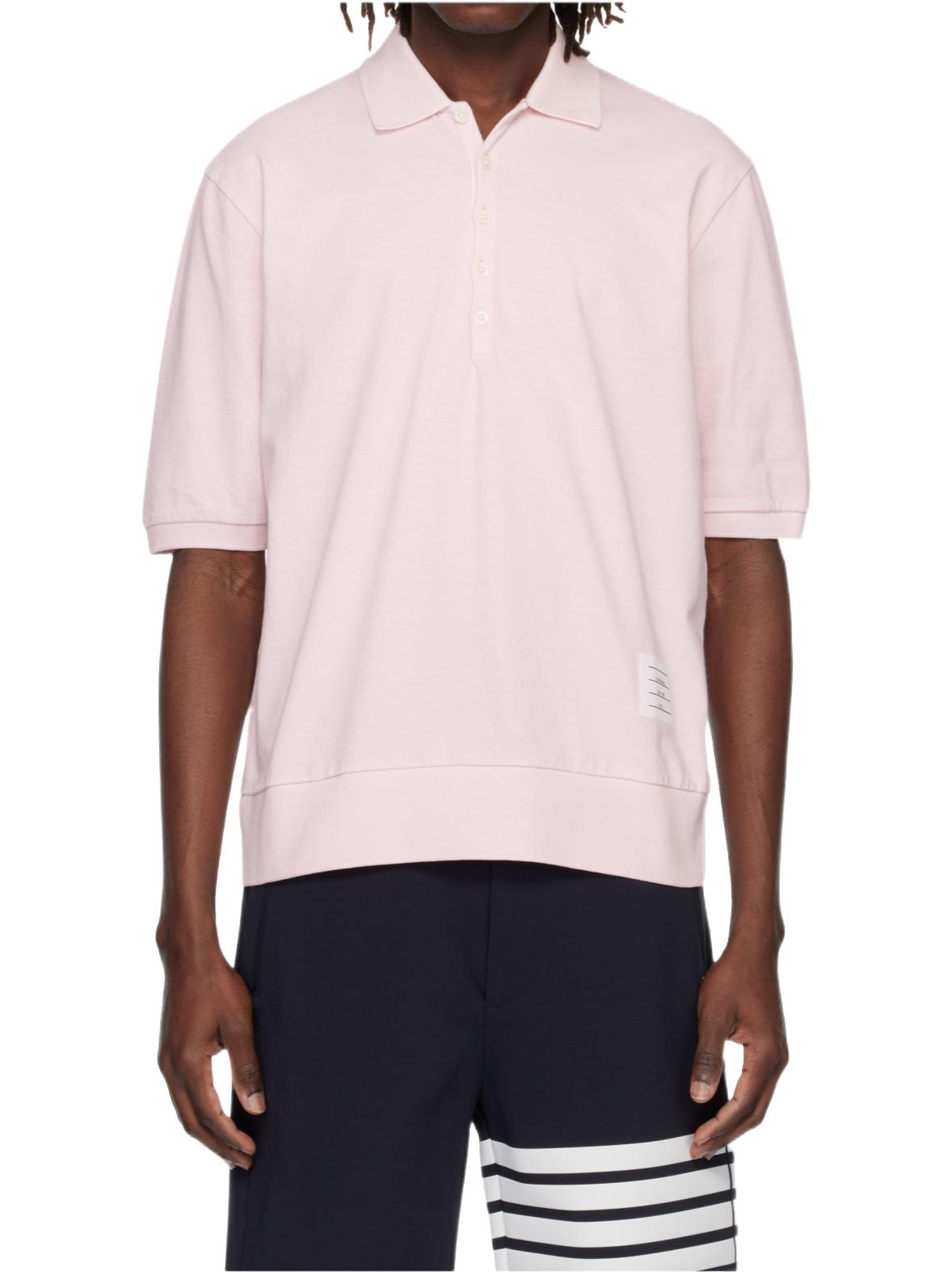 THOM BROWNE Thom Browne Ottoman 4-Bar Logo Patch Polo Shirt